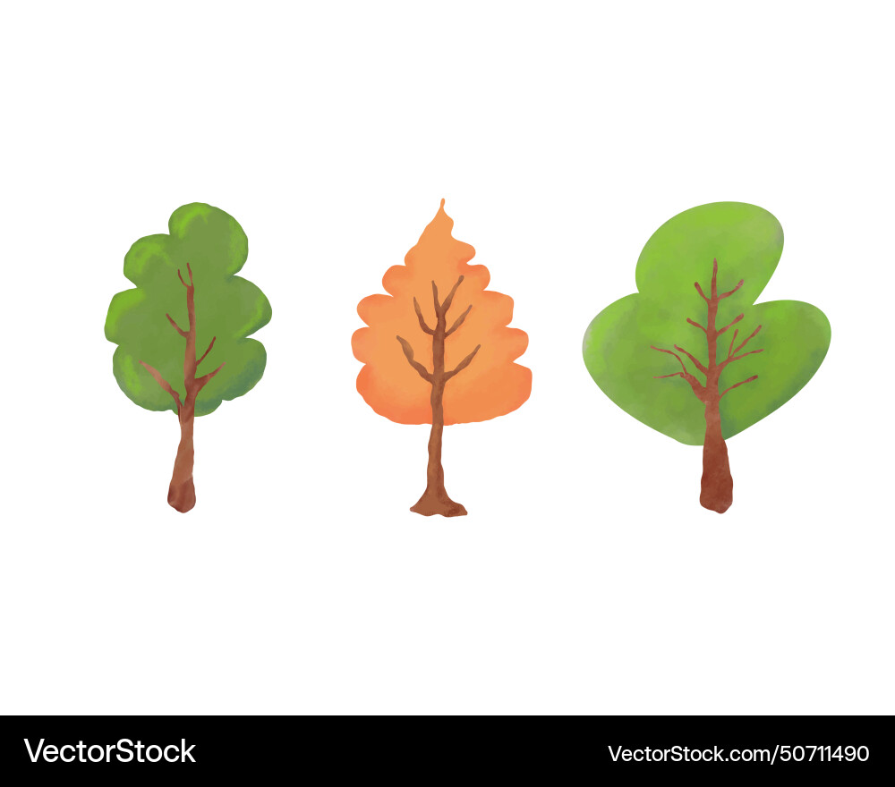 Set of three trees on white Royalty Free Vector Image