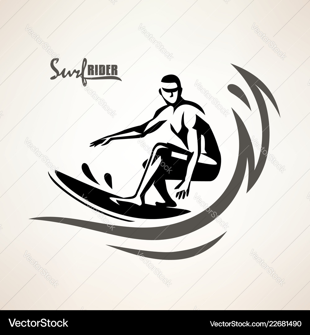 Surf rider symbol print template stylized Vector Image
