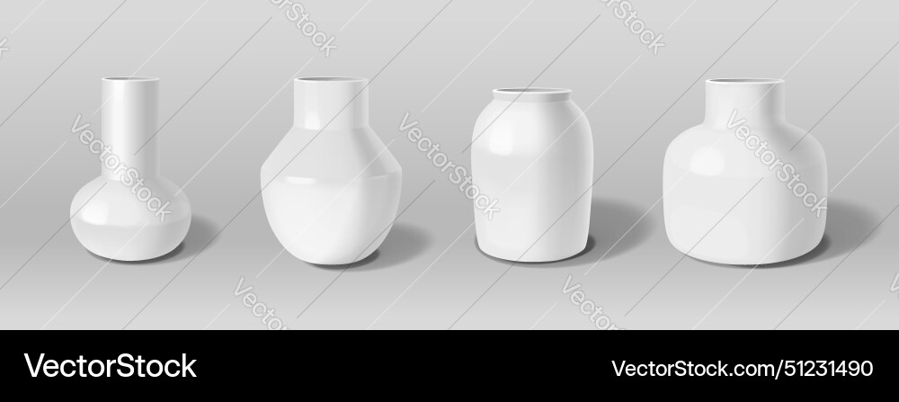 White ceramic vases set isolated on background Vector Image