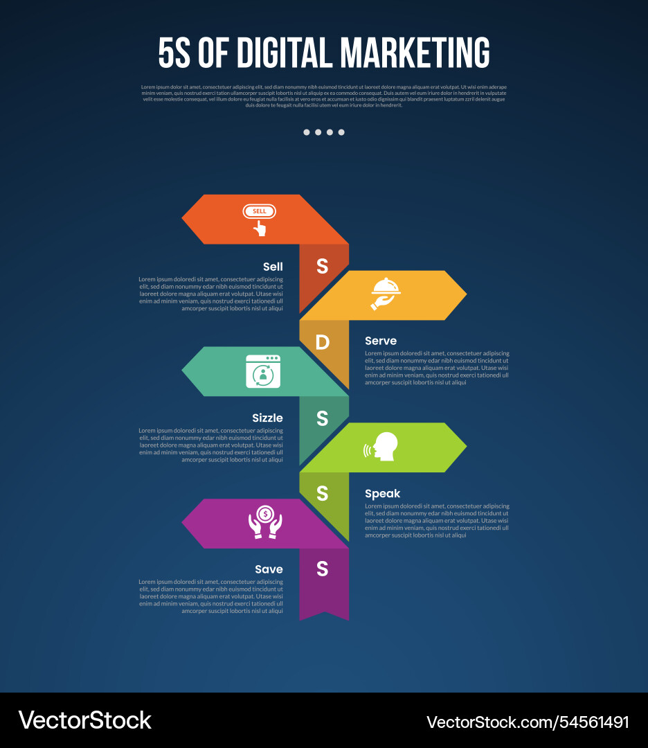 5s digitale Marketing Infografikvorlage Lizenzfreier Vektor