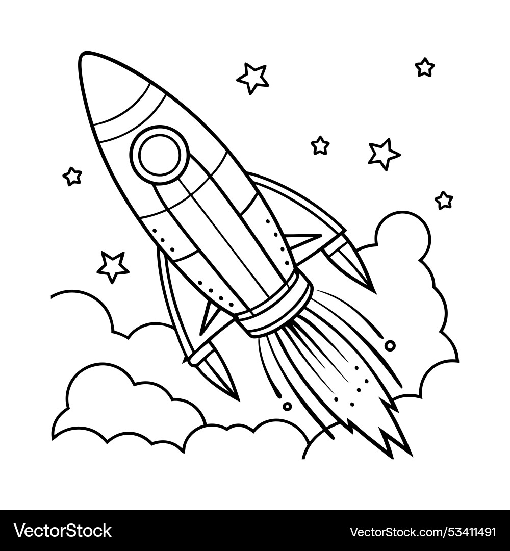 A rocket outline design Royalty Free Vector Image