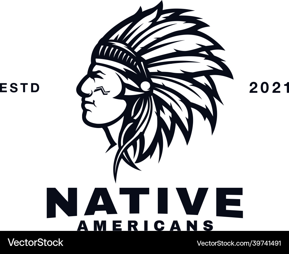 Chief Head Logo Indian Chief Vector Image Vector Download