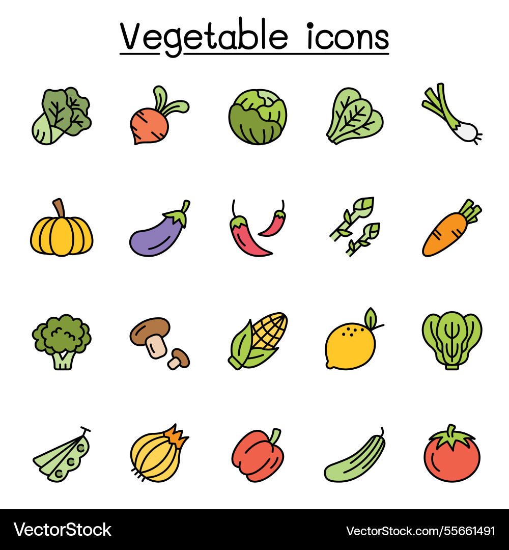 Colorful Vegetable Icon Set Royalty Free Vector Image