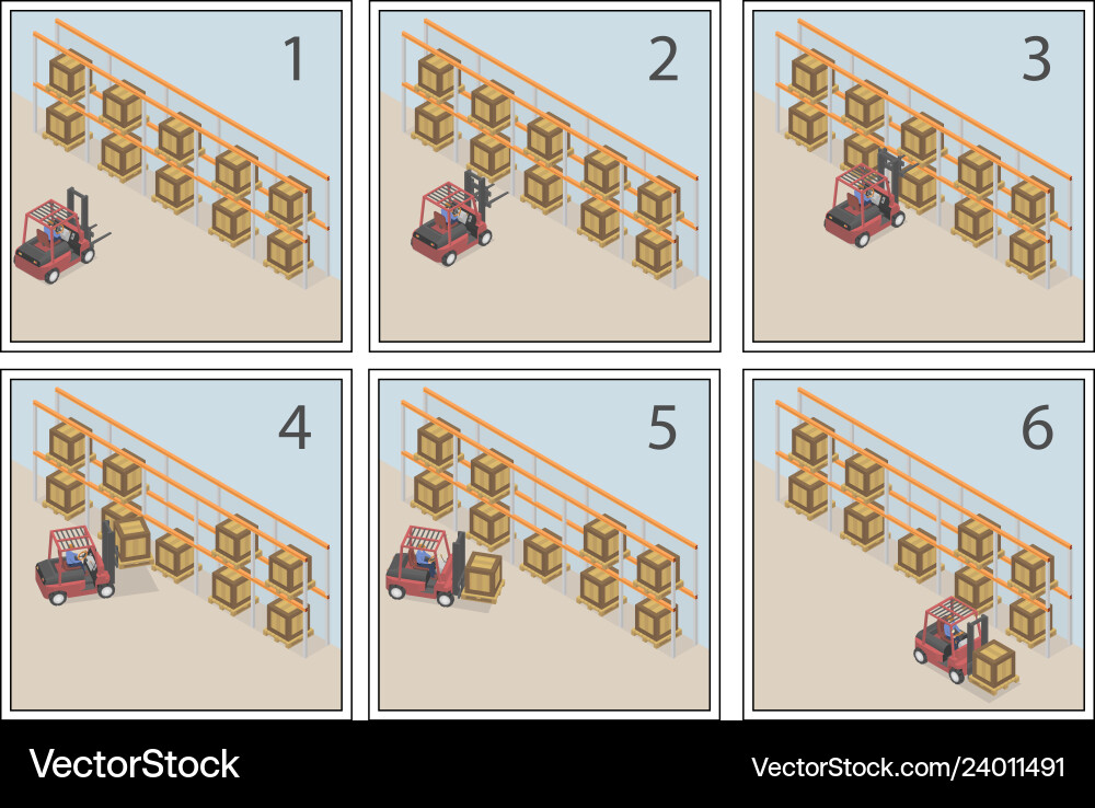 Comic about the work of forklift Royalty Free Vector Image