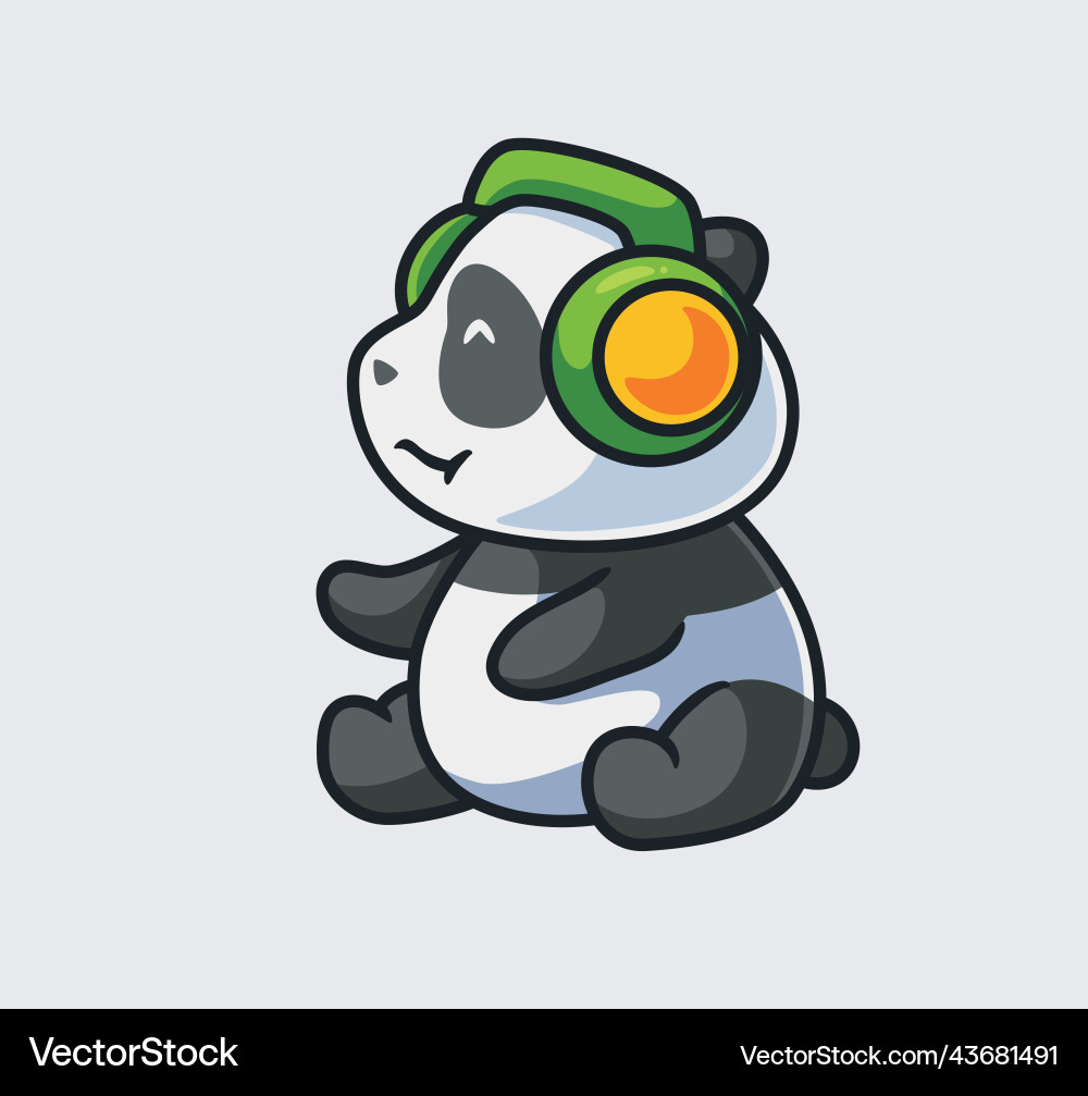 Cute panda listening a music Royalty Free Vector Image