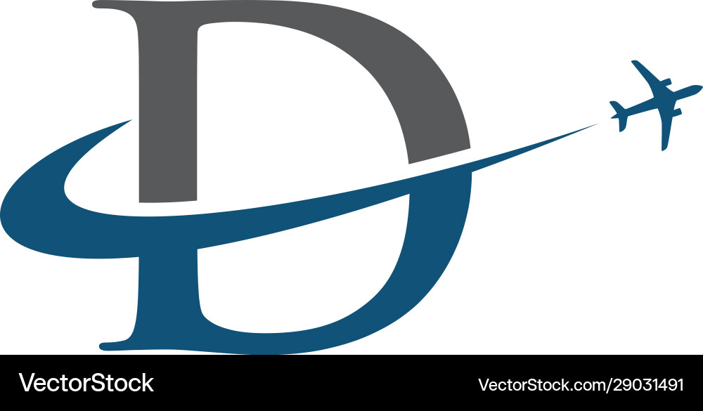 Letter d travel airplane logo Royalty Free Vector Image