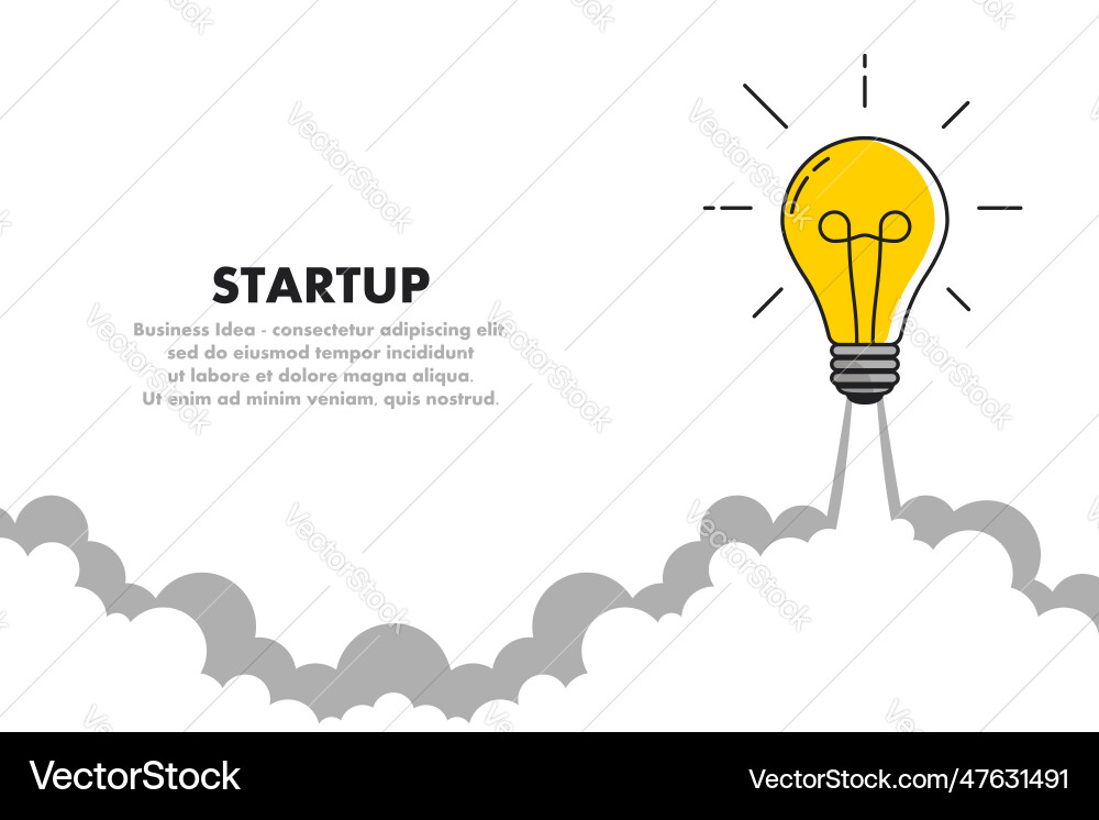 Light bulb rocket launch for business startup Vector Image