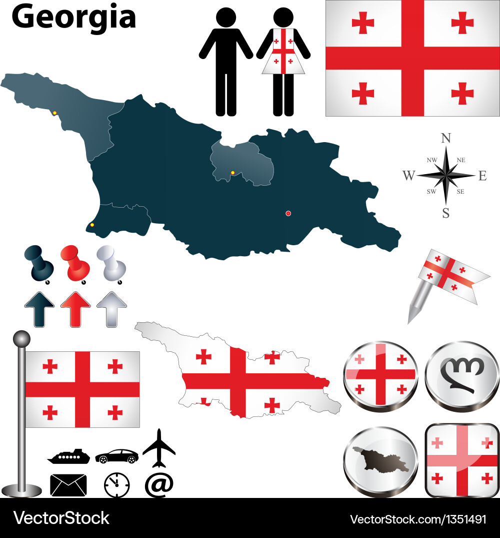 Map of georgia Royalty Free Vector Image - VectorStock