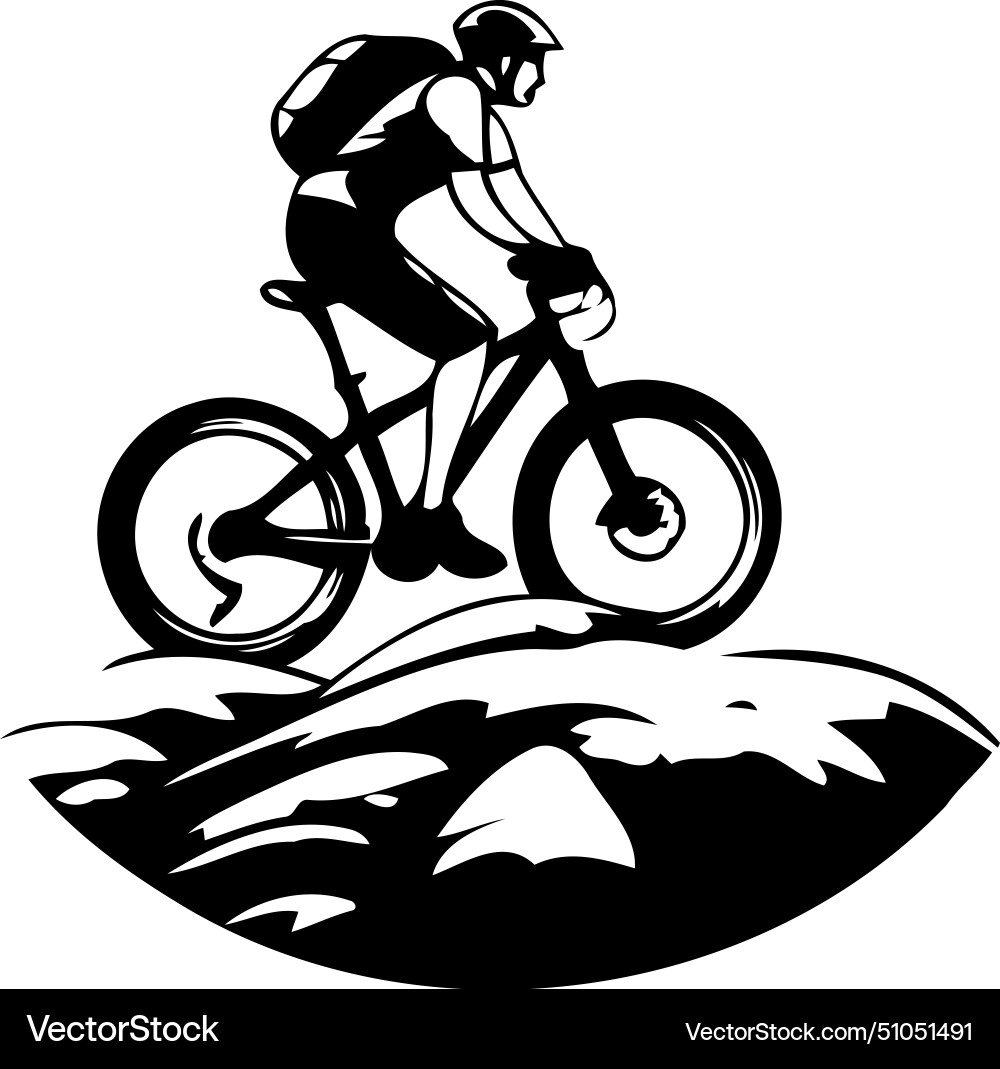 Mountain biker in flat style Royalty Free Vector Image