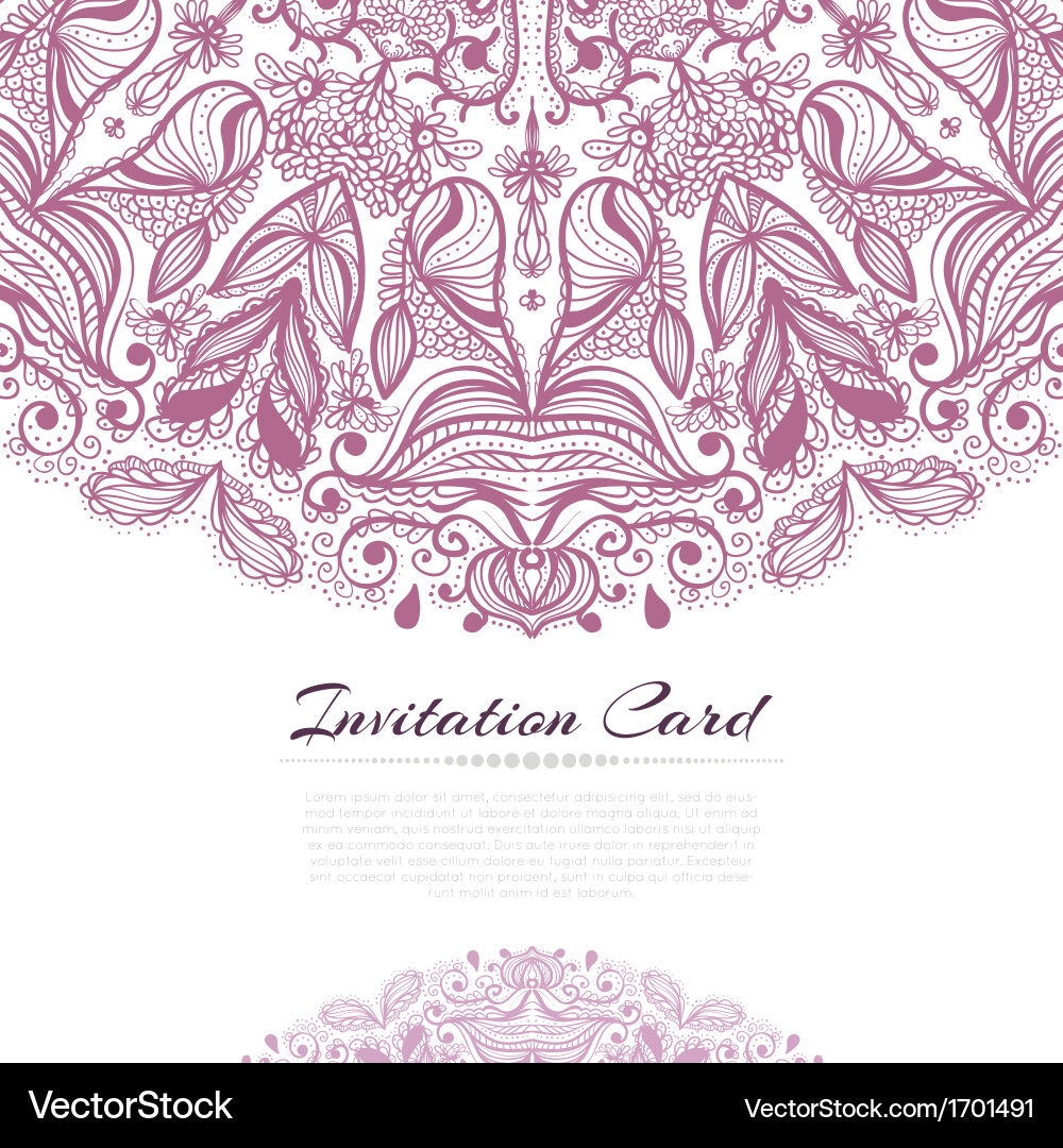 Ornamental rose invitation card on white template Vector Image