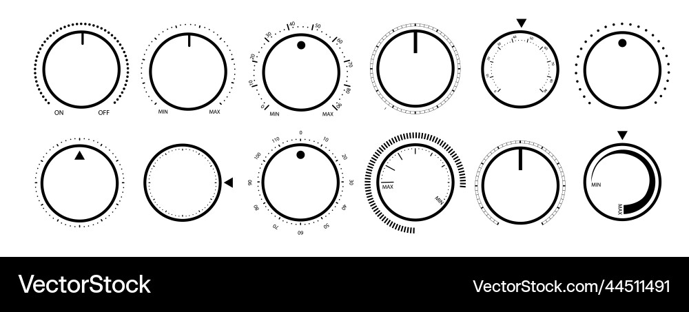Round scale and controller volume level knob Vector Image