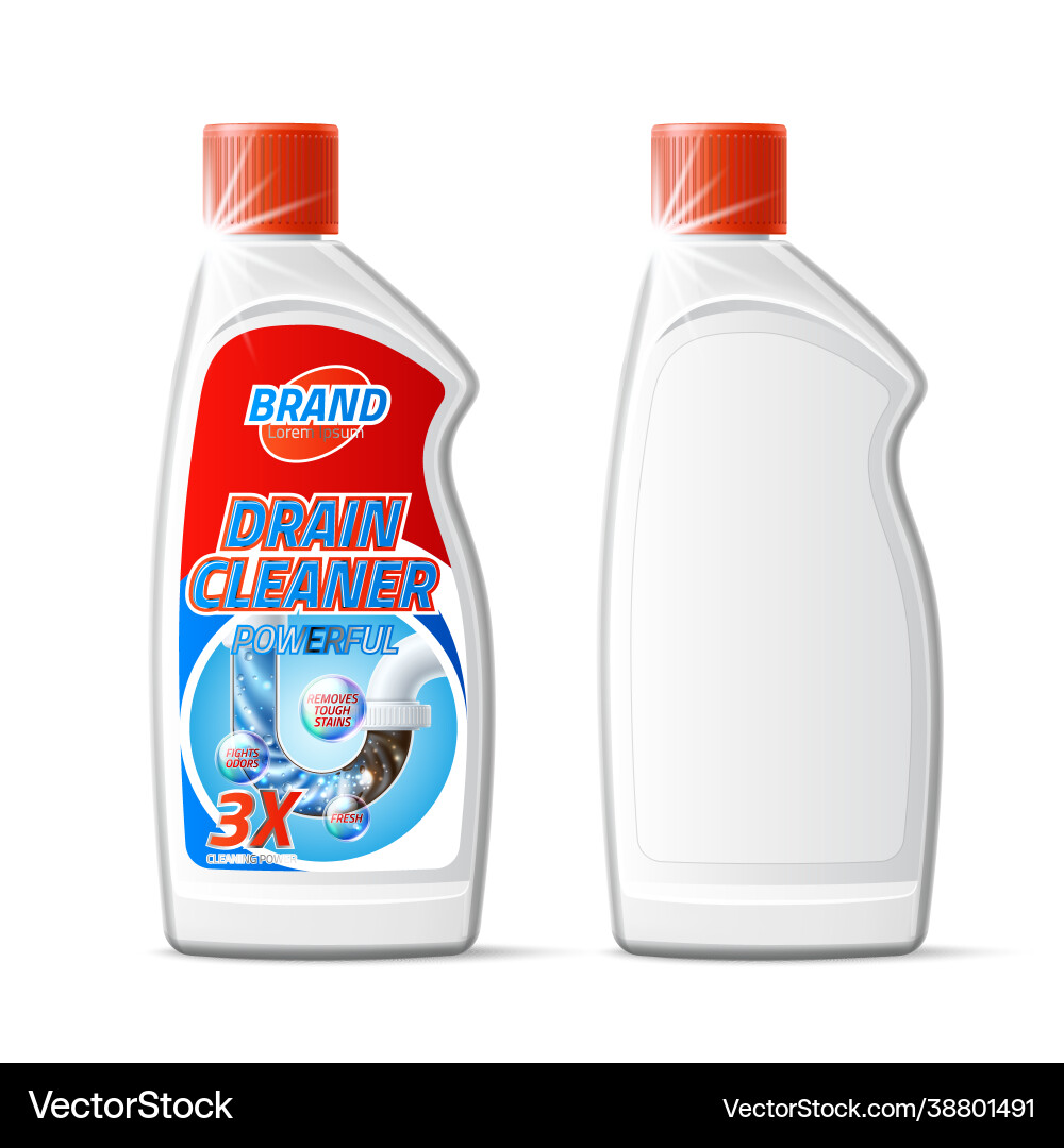 Silver drain pipe cleaner bottle product Vector Image