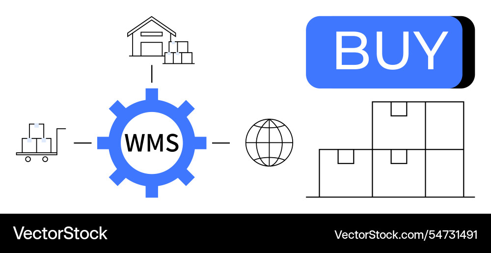 Warehouse management system concept with gear Vector Image