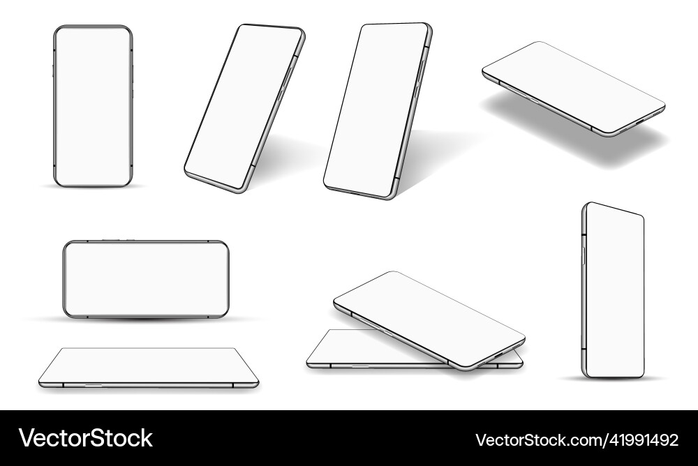 3d realistic smartphones in different angles Vector Image
