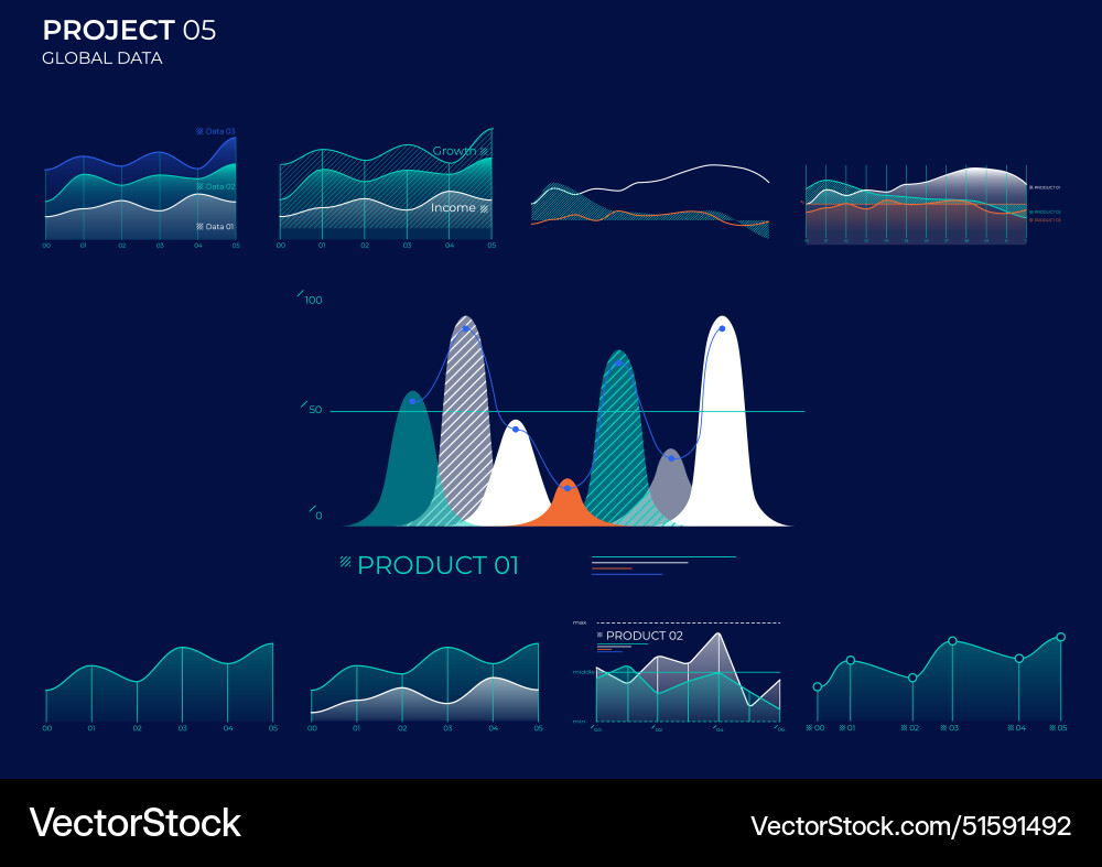 Abstract elements business charts Royalty Free Vector Image