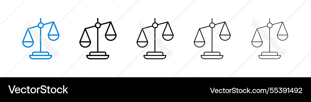 Balance scale icons in five different stroke sizes