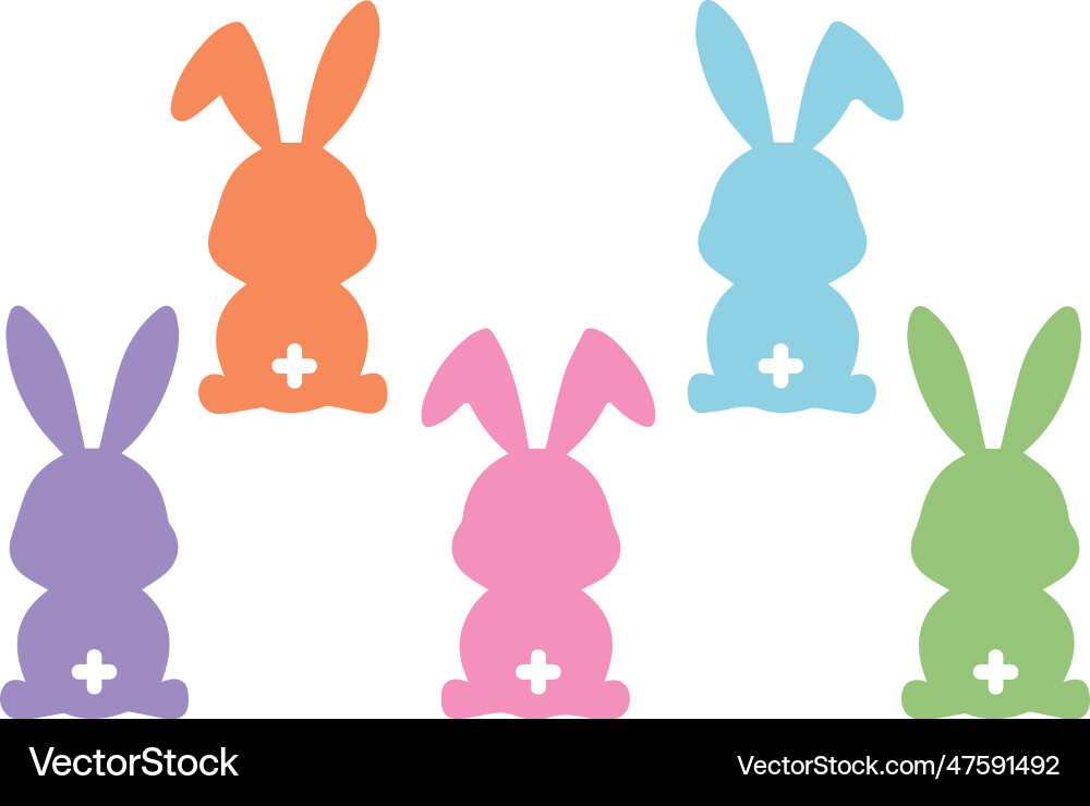 Colorful Easter Bunnies Royalty Free Vector Image