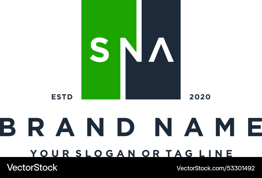 Creative letter sna square logo design Royalty Free Vector