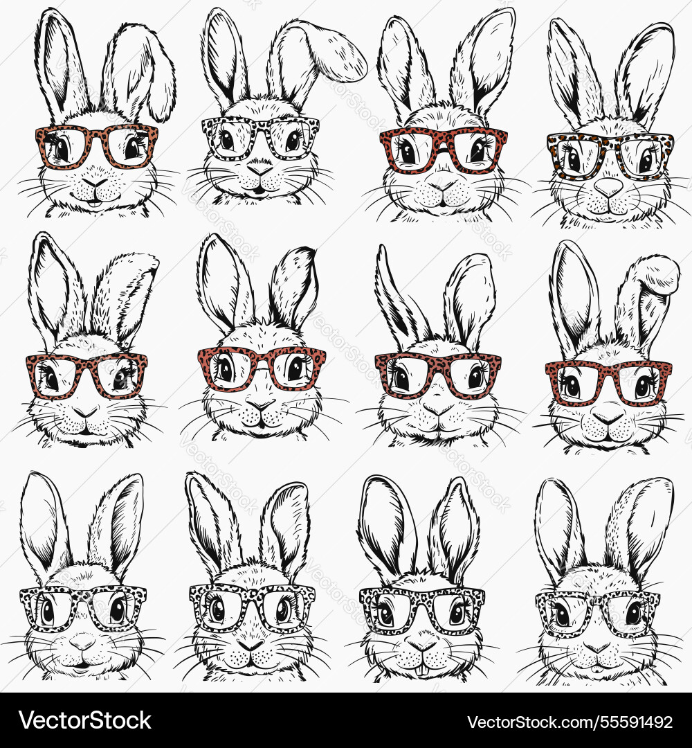Cute Easter Bunny with Sunglasses Royalty Free Vector Image