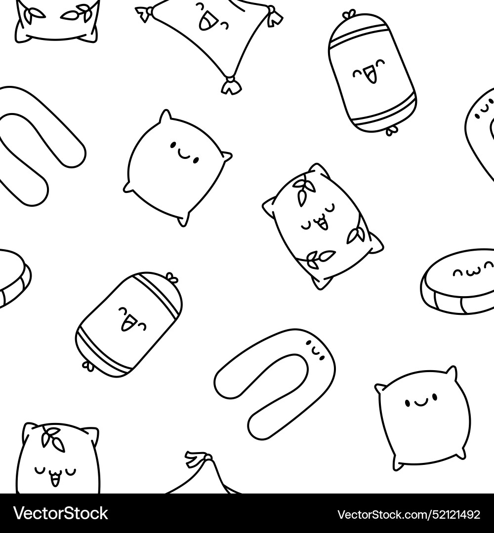 Cute sleeping smiling pillow coloring page Vector Image