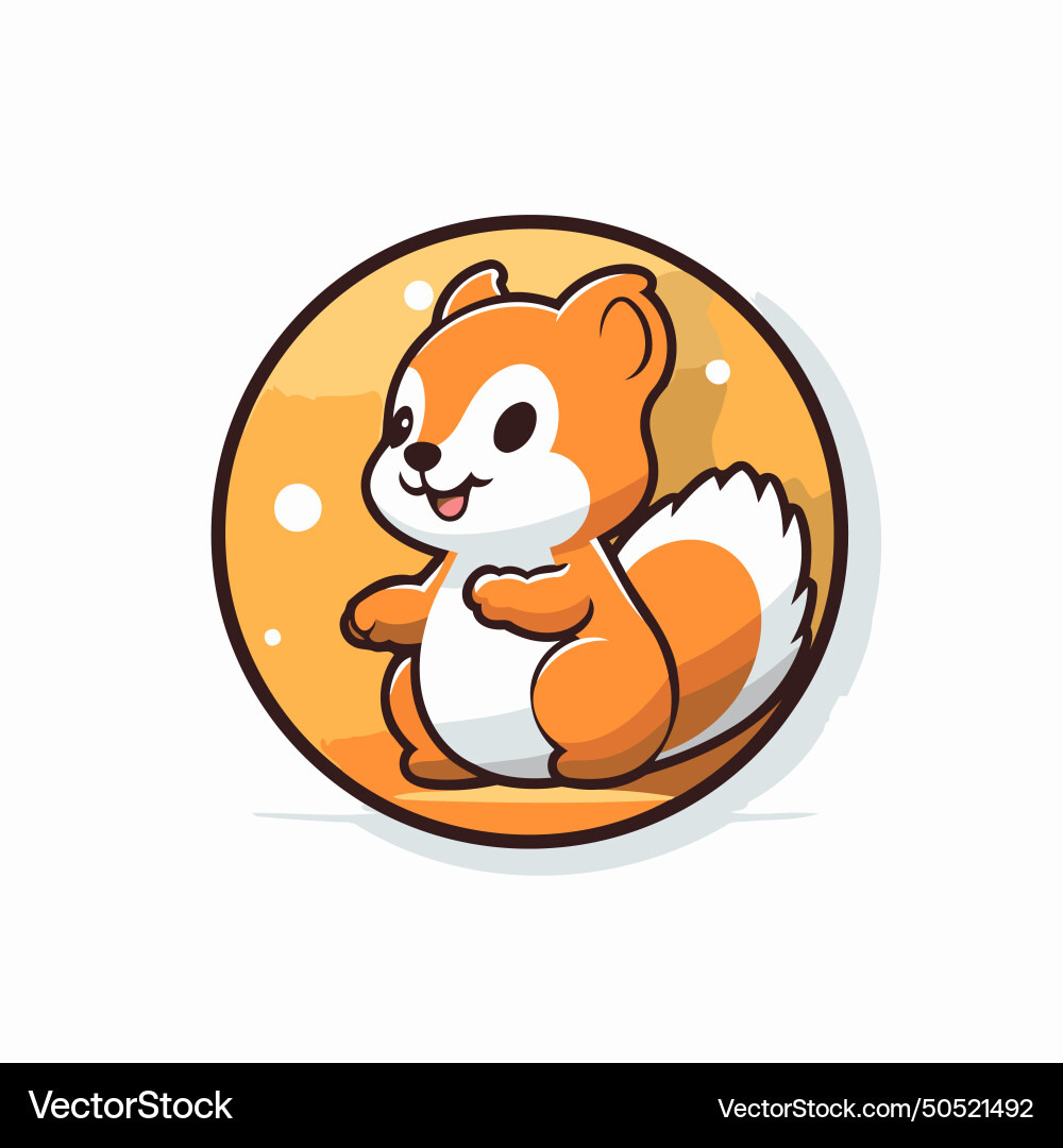 Cute squirrel cartoon icon animal flat design Vector Image