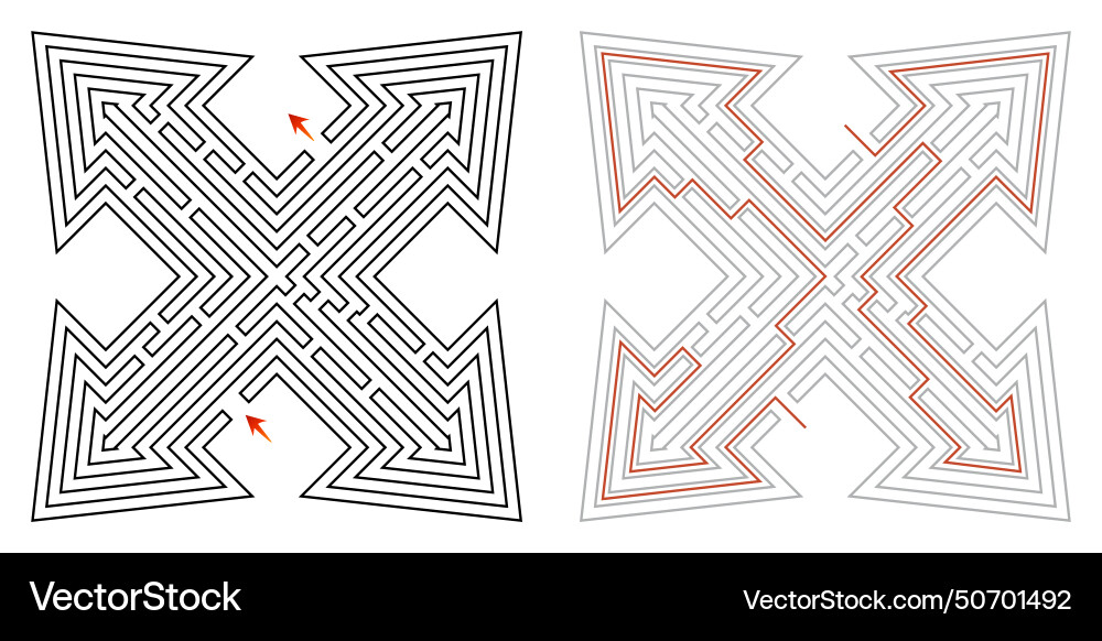 Different labyrinth with solution Royalty Free Vector Image