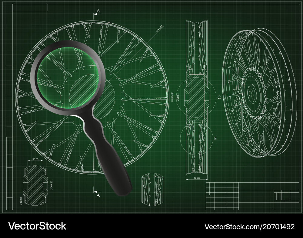 Zeichnen und 3d Modellräder mit Nadeln Lizenzfreier Vektor