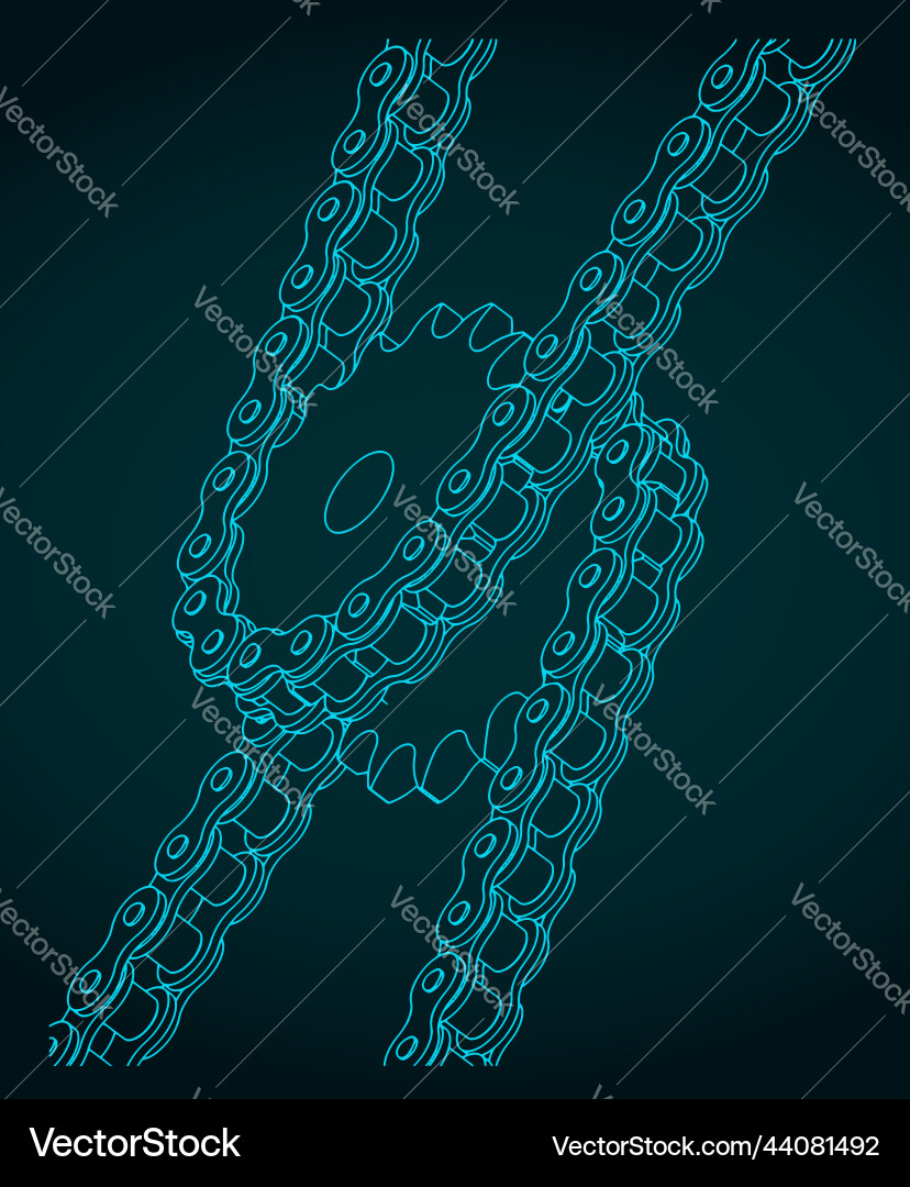 Gears and chain drive Royalty Free Vector Image