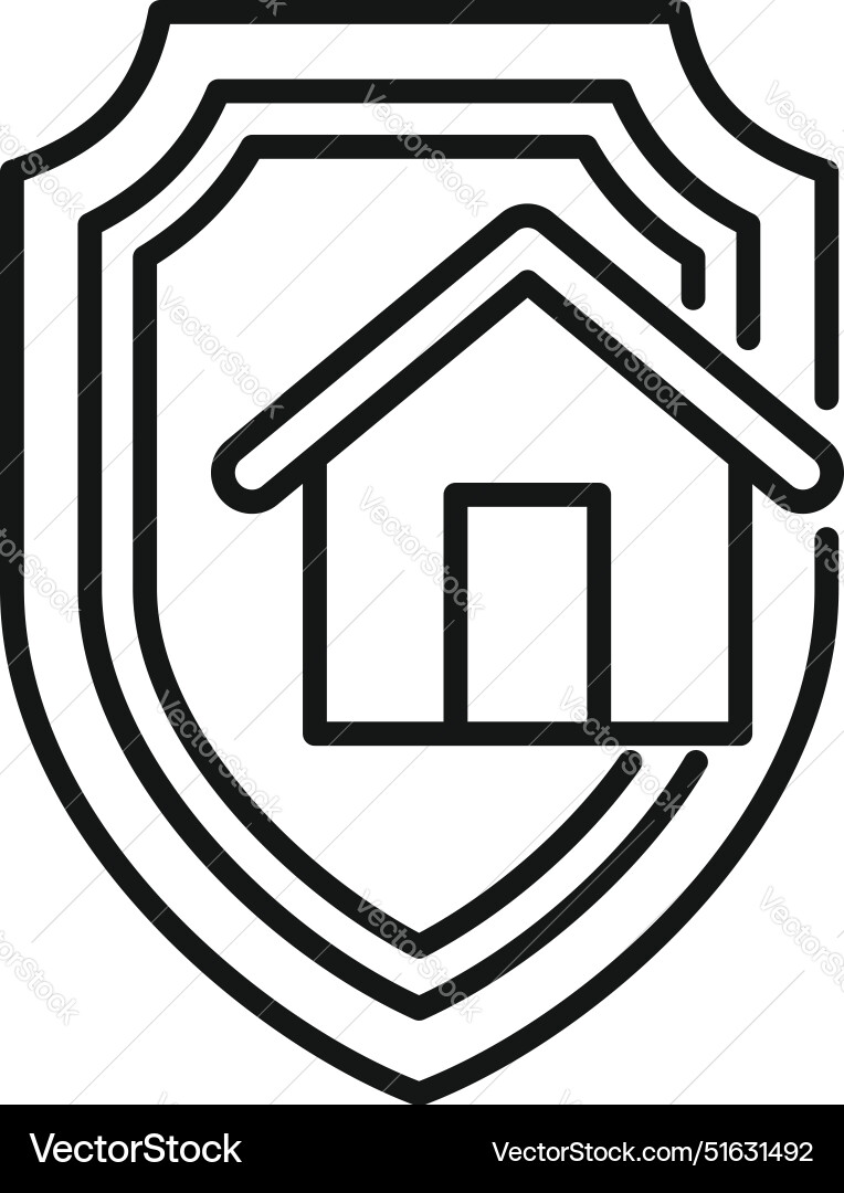 Home security shield protecting building from Vector Image