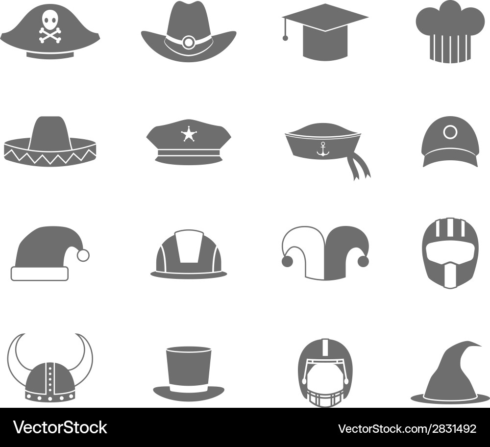 Icons hat set black Royalty Free Vector Image - VectorStock