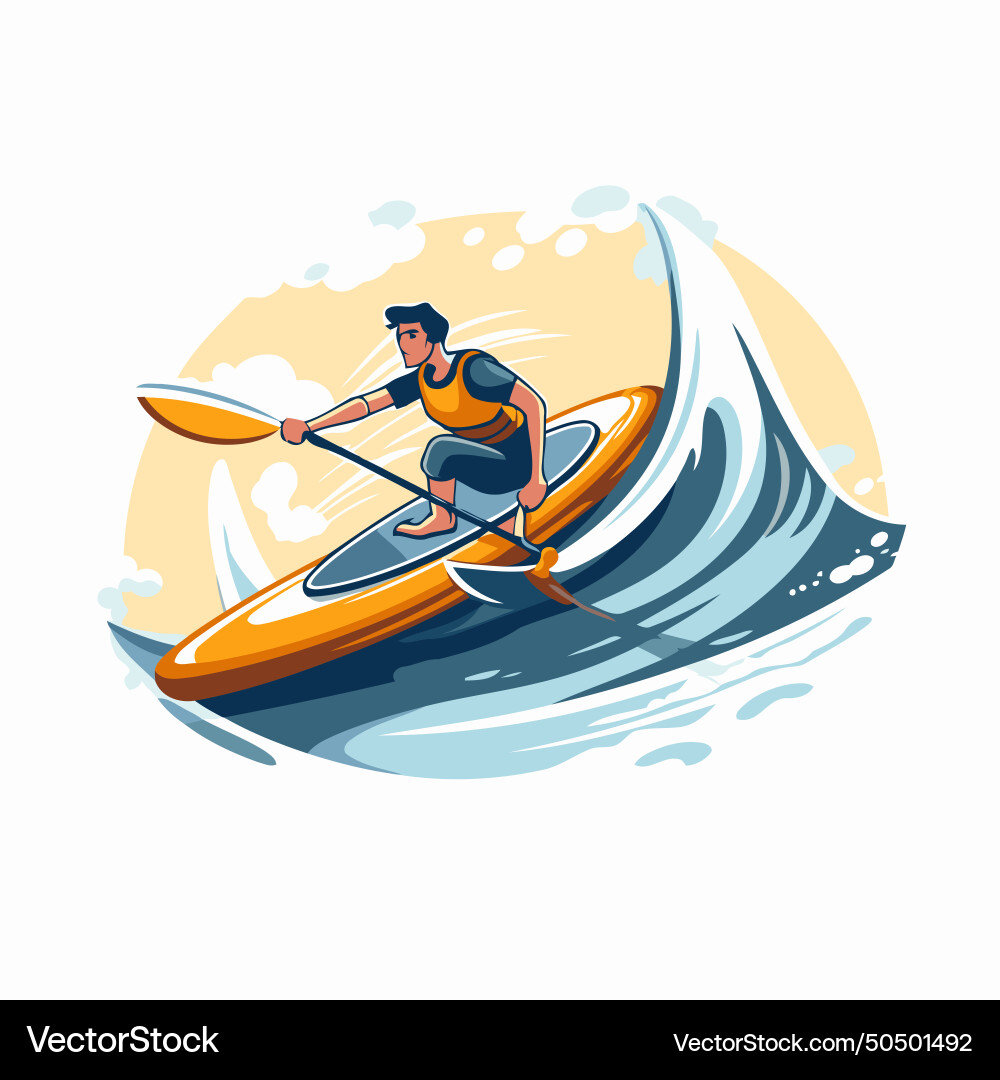 Kayaking canoeing paddling extreme sport Vector Image