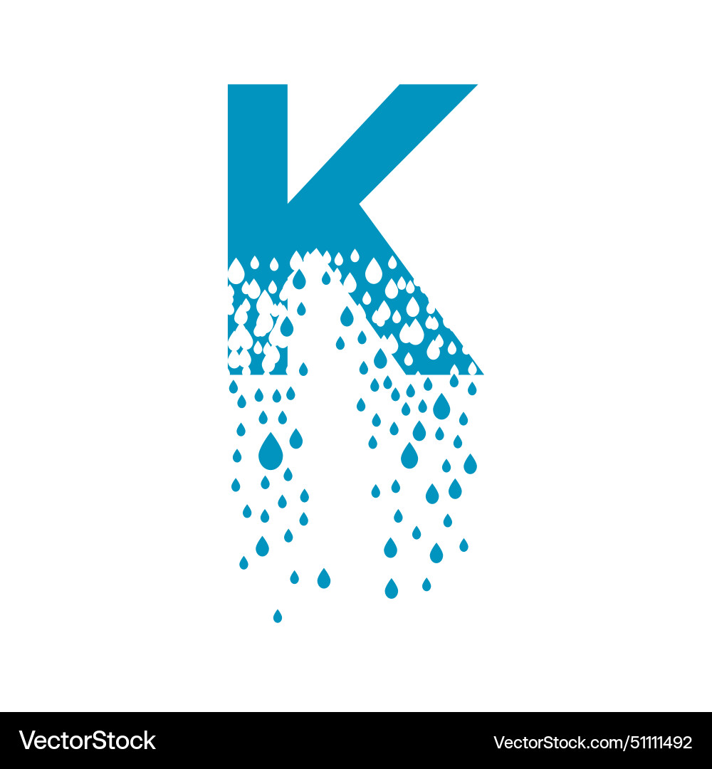 Letter k dissolves into droplets drops of liquid Vector Image