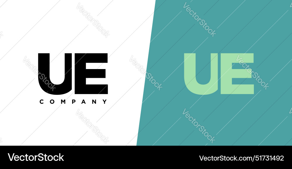 Letter u and e ue logo design template minimal Vector Image