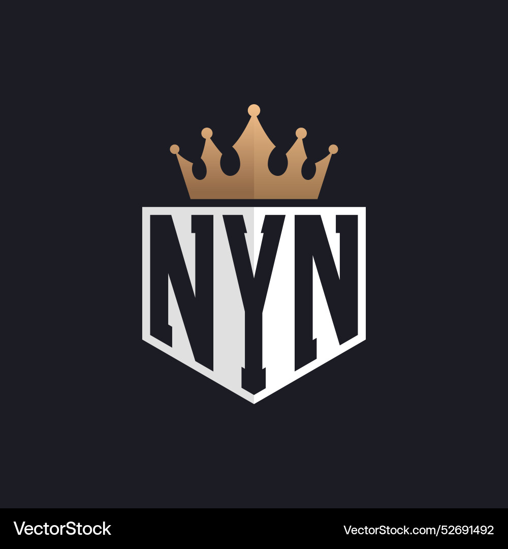 Luxury nyn logo with crown elegant initials Vector Image