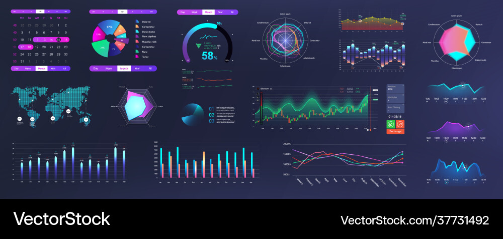 Modern neon ui ux and kit elements interface Vector Image