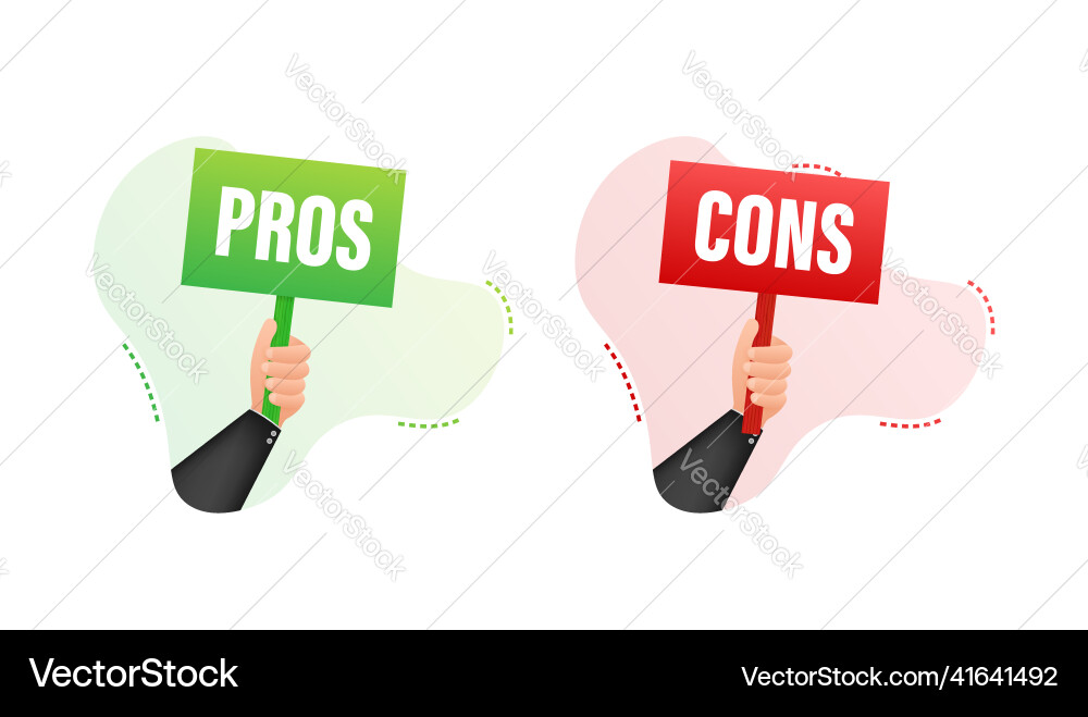 Pros cons comparison make decision optimal Vector Image