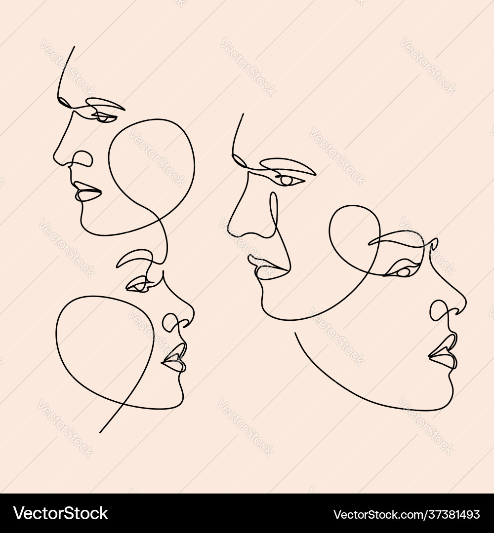 Continuous drawing lovers kissing valentines Vector Image