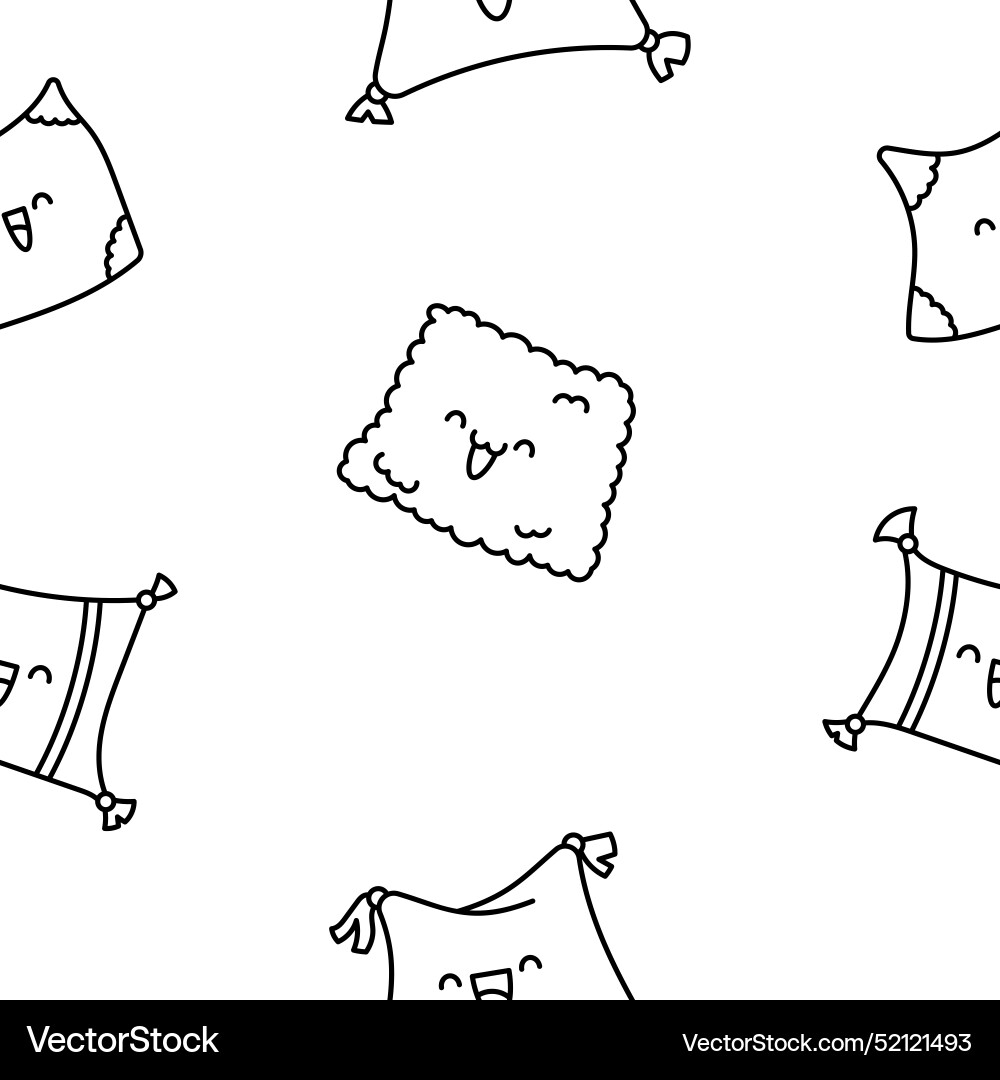 Cute sleeping smiling pillow coloring page Vector Image