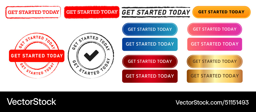 Get started today rectangle circle stamp Vector Image