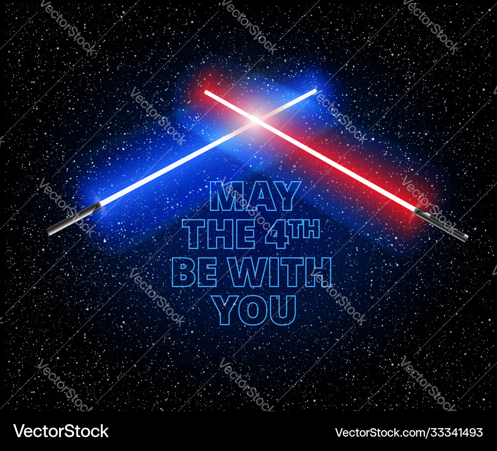 May 4th be with you two crossed light Royalty Free Vector