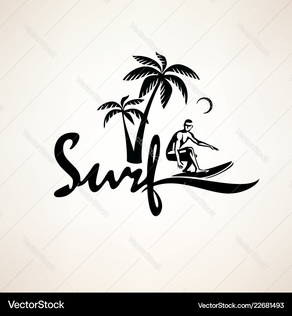 Surf rider symbol print template stylized Vector Image