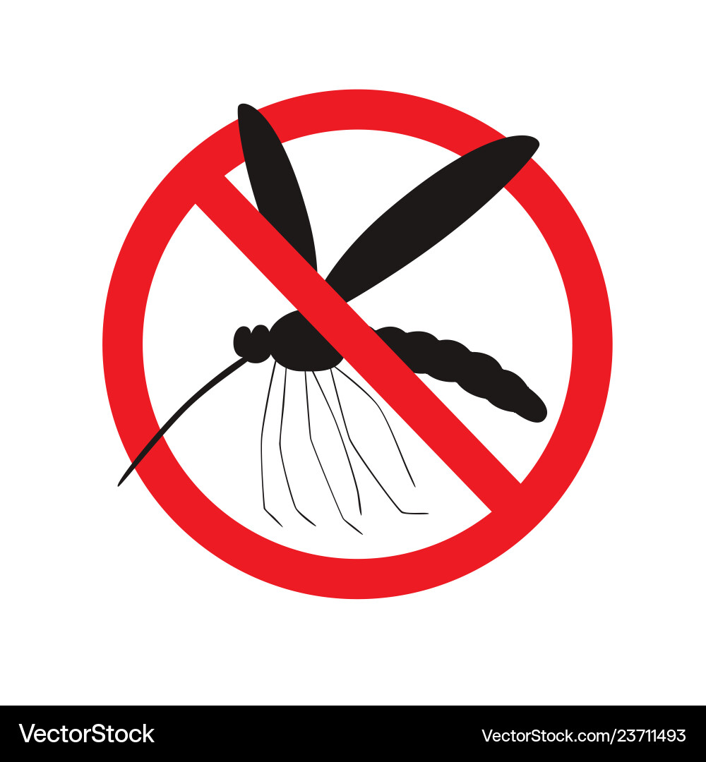 Wild mosquito in red strike-through circle Vector Image