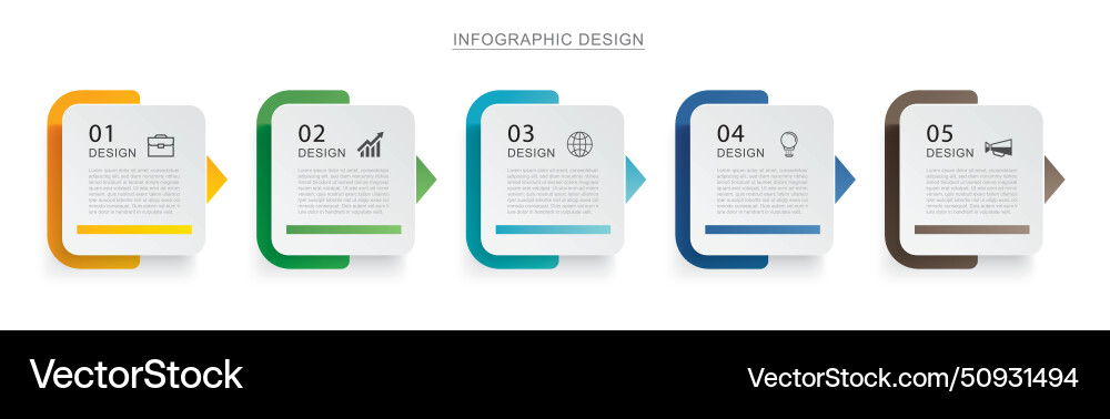 5 data infographics timeline tab paper index Vector Image
