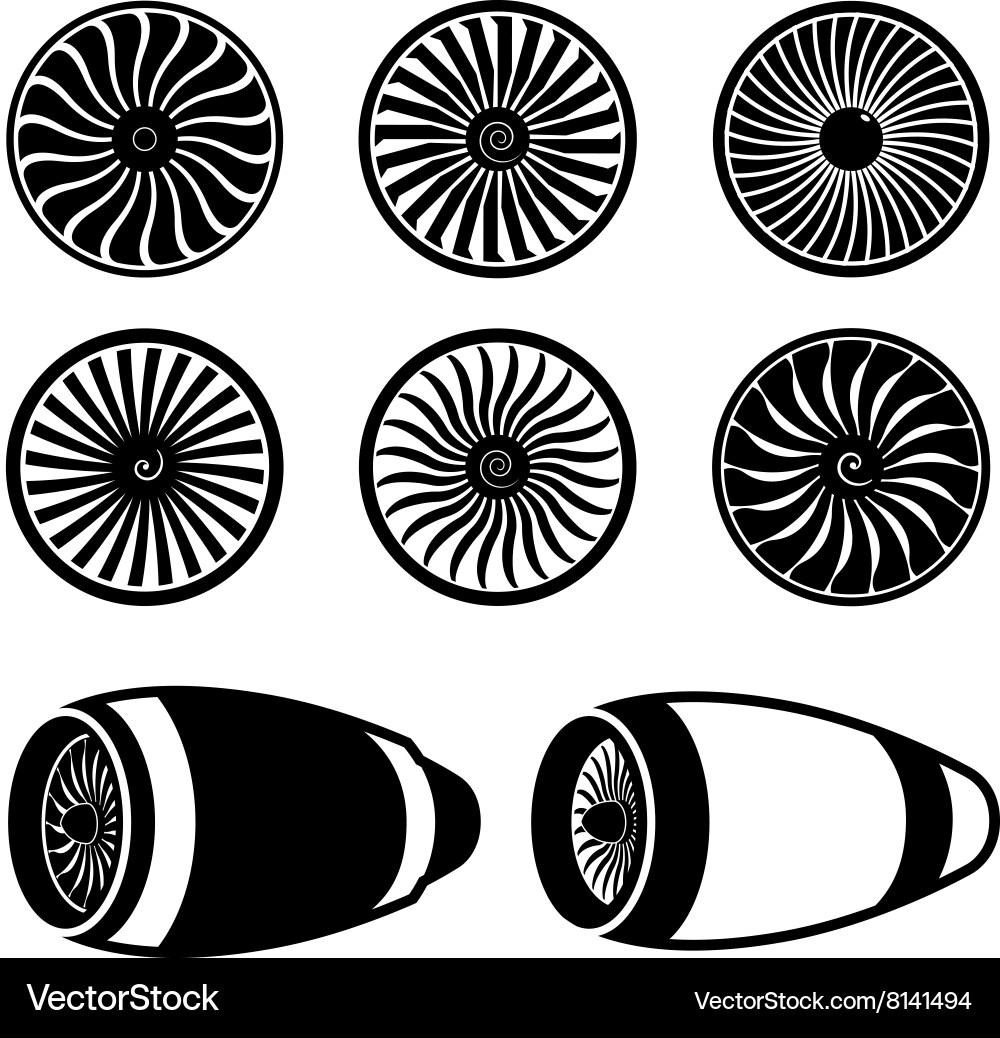 Airplane jet engine turbines Royalty Free Vector Image