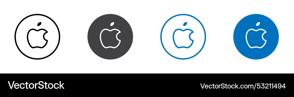 Apple icon flat editable mark set Royalty Free Vector Image