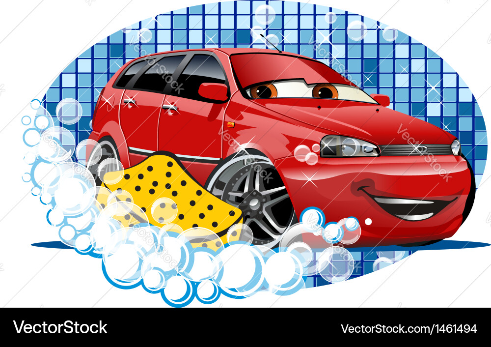 Car washing sign with sponge Royalty Free Vector Image