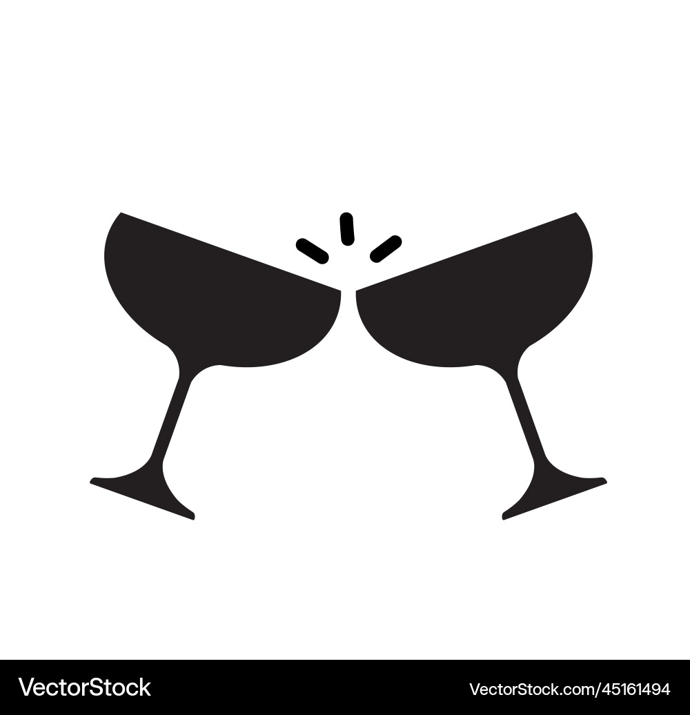 Cheers wine glass silhouette Royalty Free Vector Image