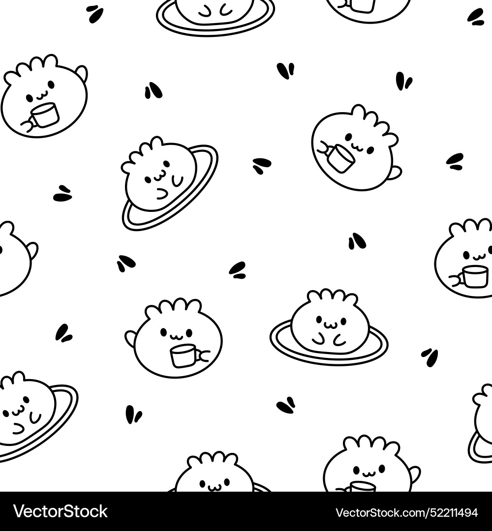 Cute kawaii smiling dim sum coloring page Vector Image