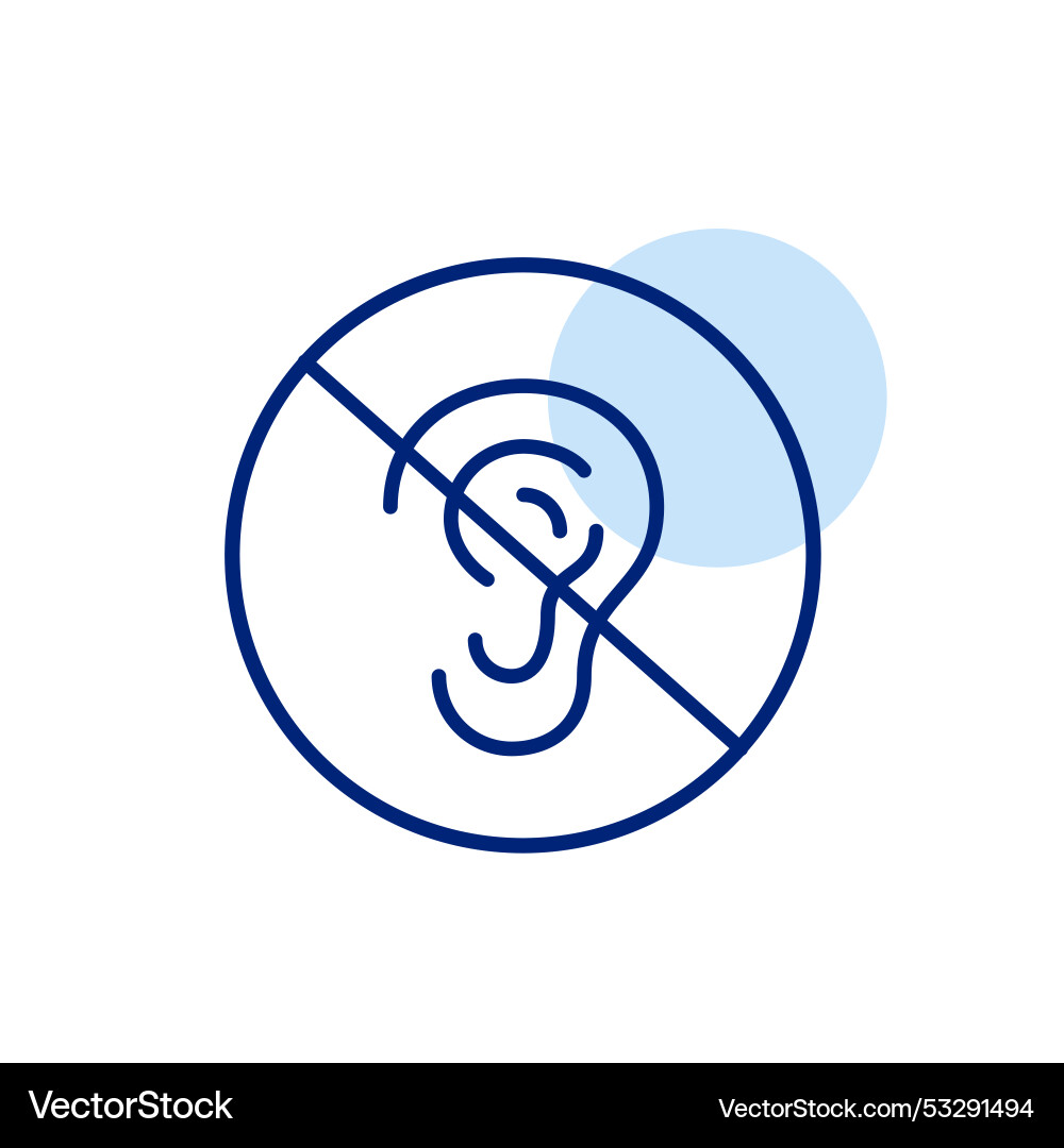 Ear crossed with diagonal line muted audio Vector Image