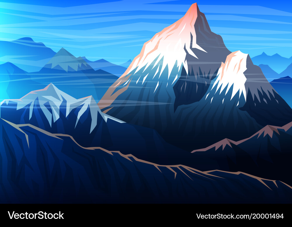 Evening Himalayan Peaks Panorama Royalty Free Vector Image